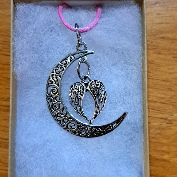 Jewelry | Crescent Moon Angel Wings Necklace | Poshmark